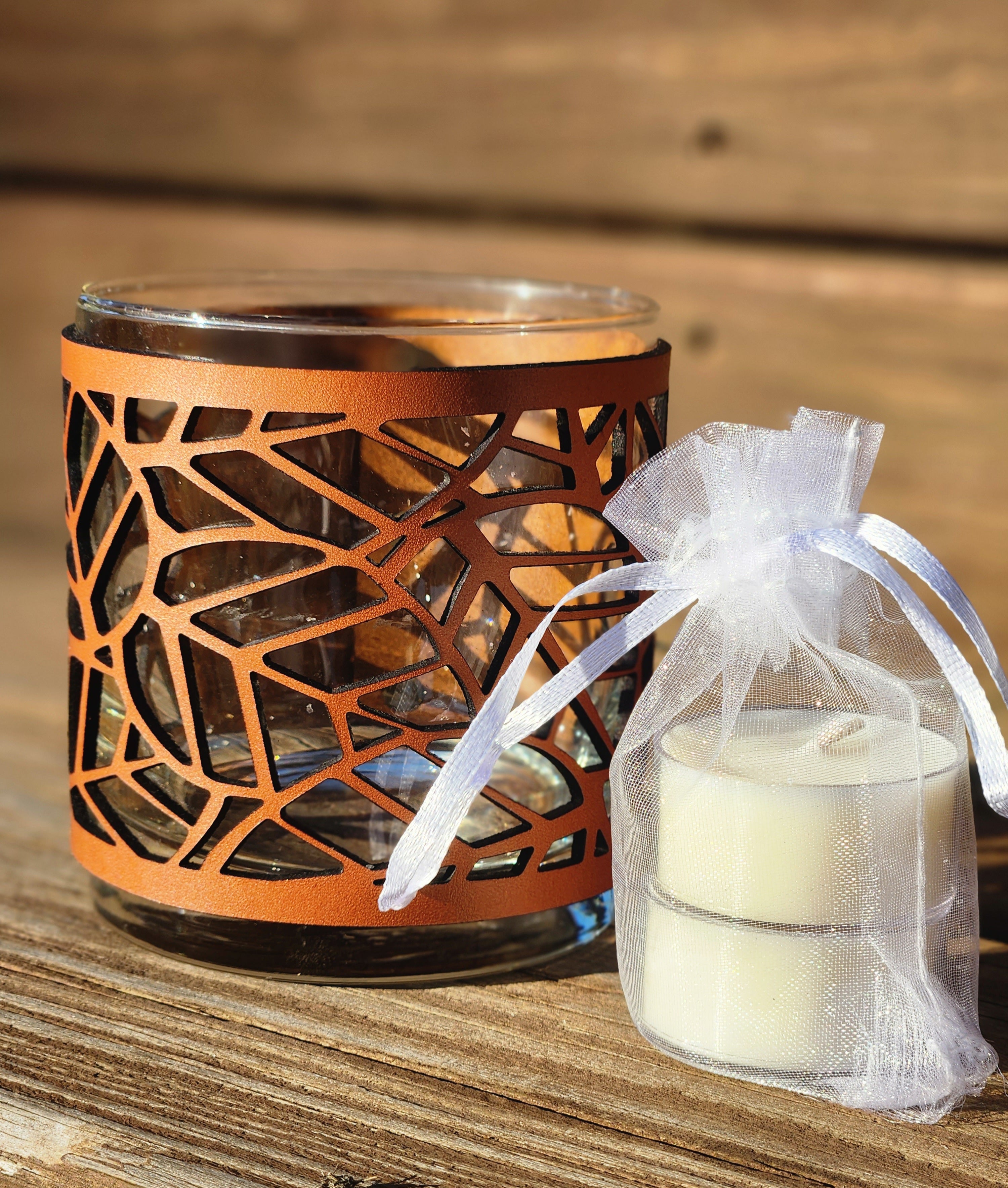Leather Candle 3 wick Wrap/ Wrap & Candle Glass Set – Bella Blue Art Studio